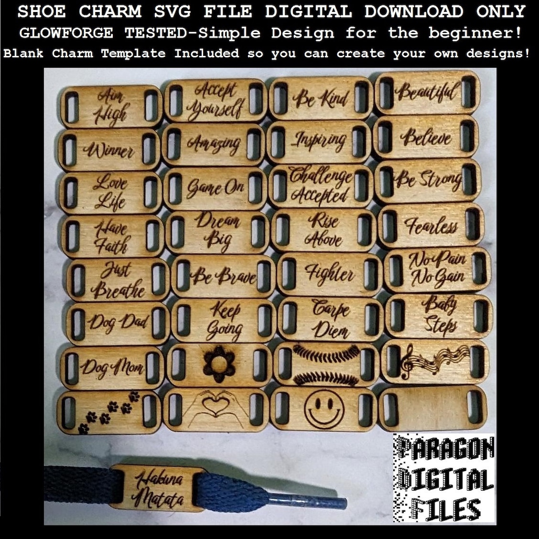 SHOELACE CHARMS SVG Digital Download File Bundle Shoe Charm File Shoe ...