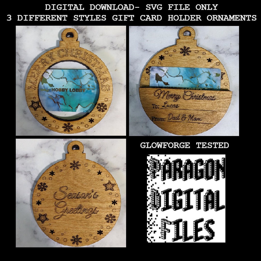 SVG File Digital Download CHRISTMAS ORNAMENT Gift Card Template ...