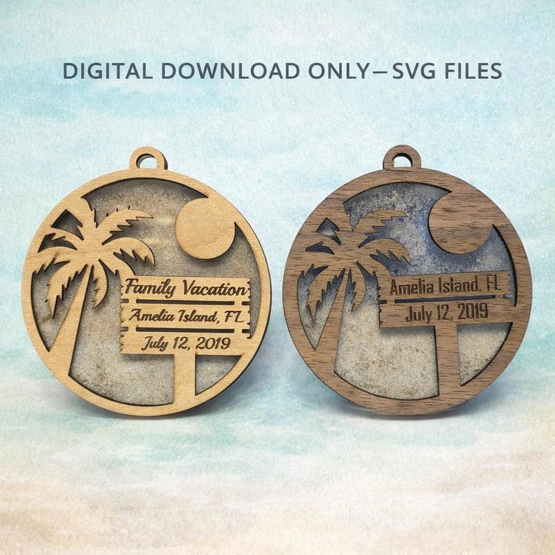 Laser Cut Ocean Sand Ornament SVG File | Glowforge Xtool Beach Palm ...
