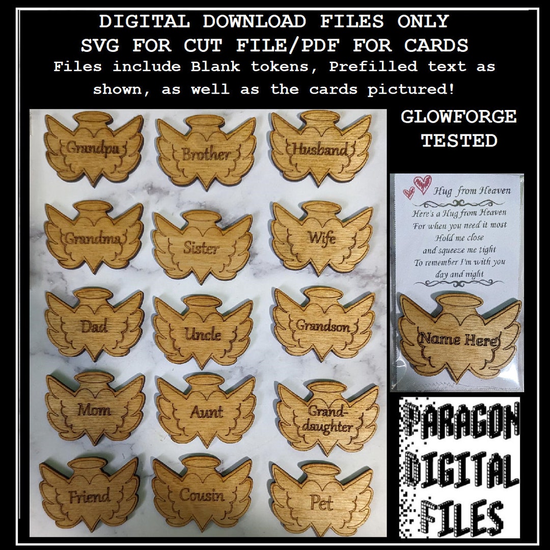 DIGITAL DOWNLOAD Memorial Angel Wings Heart Pocket Hug Bundle SVG File ...