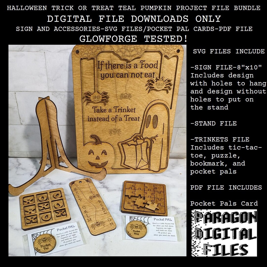 DIGITAL DOWNLOAD SVG Files Halloween Trinket or Treat Teal Pumpkin ...