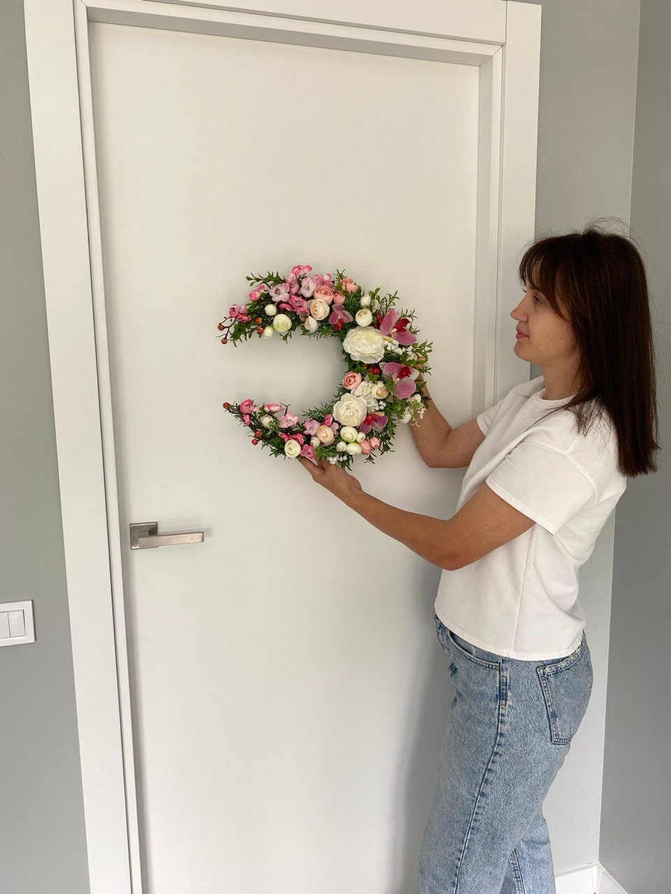 Elegant Botanical Crescent Moon Flower Arrangement Moon Wreath - Etsy