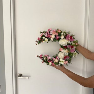 Elegant Botanical Crescent Moon Flower Arrangement Moon Wreath - Etsy