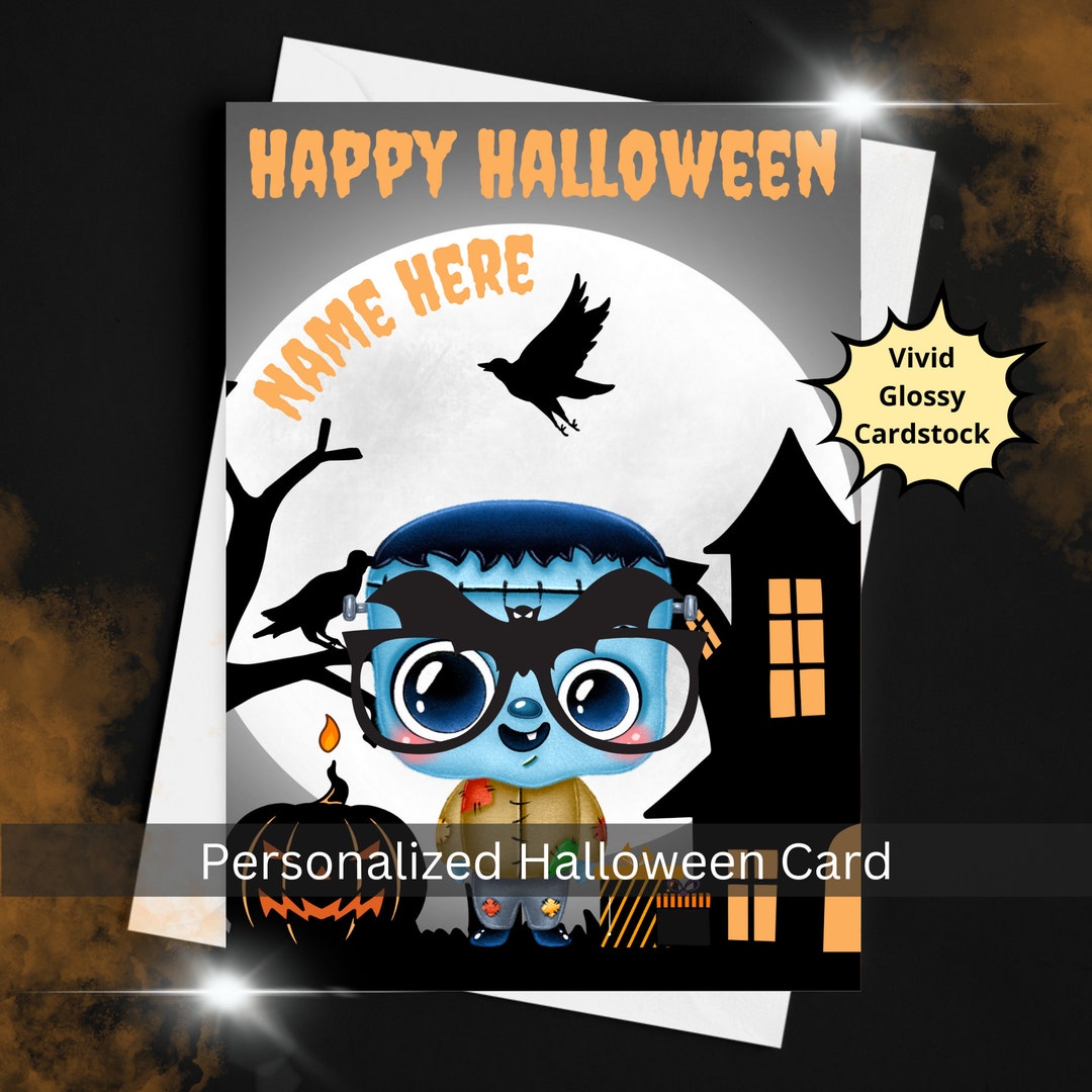 Custom Frankenstein Card Childrens Halloween Card Spooky - Etsy