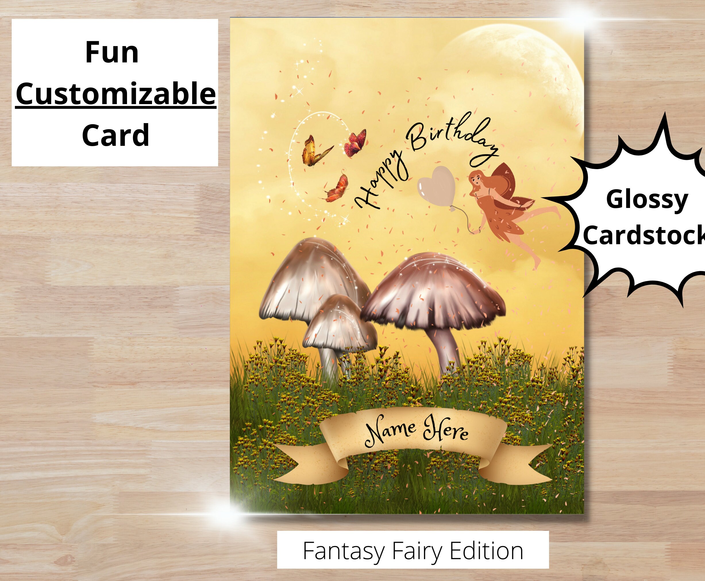 Custom Fairy Mushroom Birthday Card Custom Cards Happy - Etsy