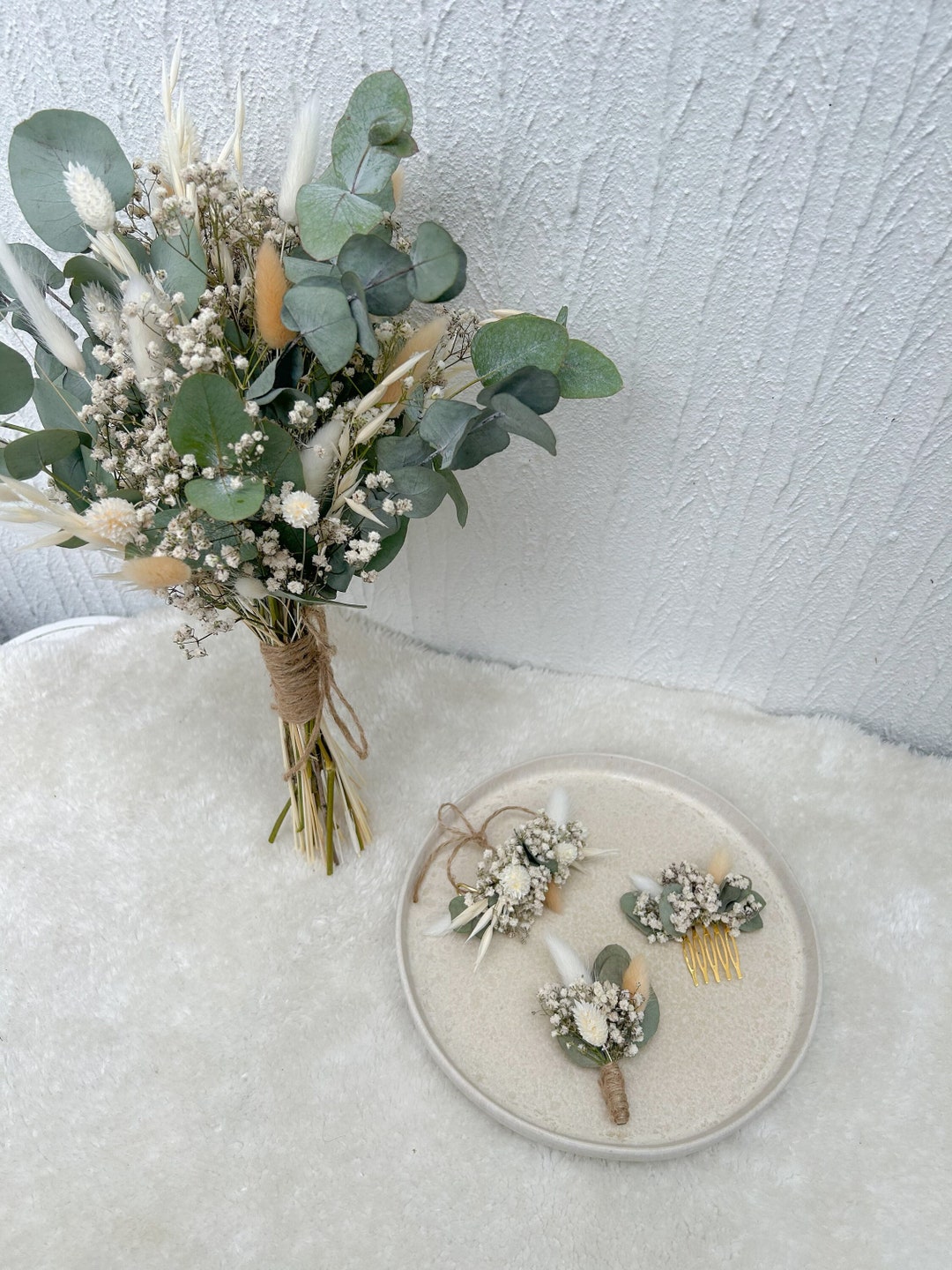 Wedding Set Hair Accessories "eucalyptus Magic" Bridal Bouquet Pin Hair ...