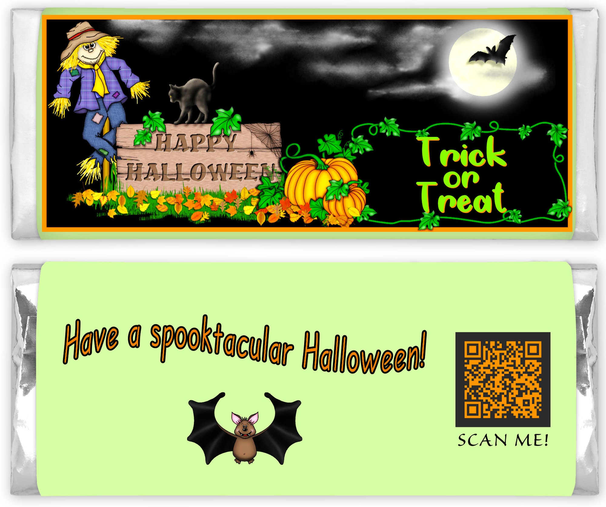 Halloween Candy Bar Wrapper With Song QR Code, Halloween Candy Wrapper ...