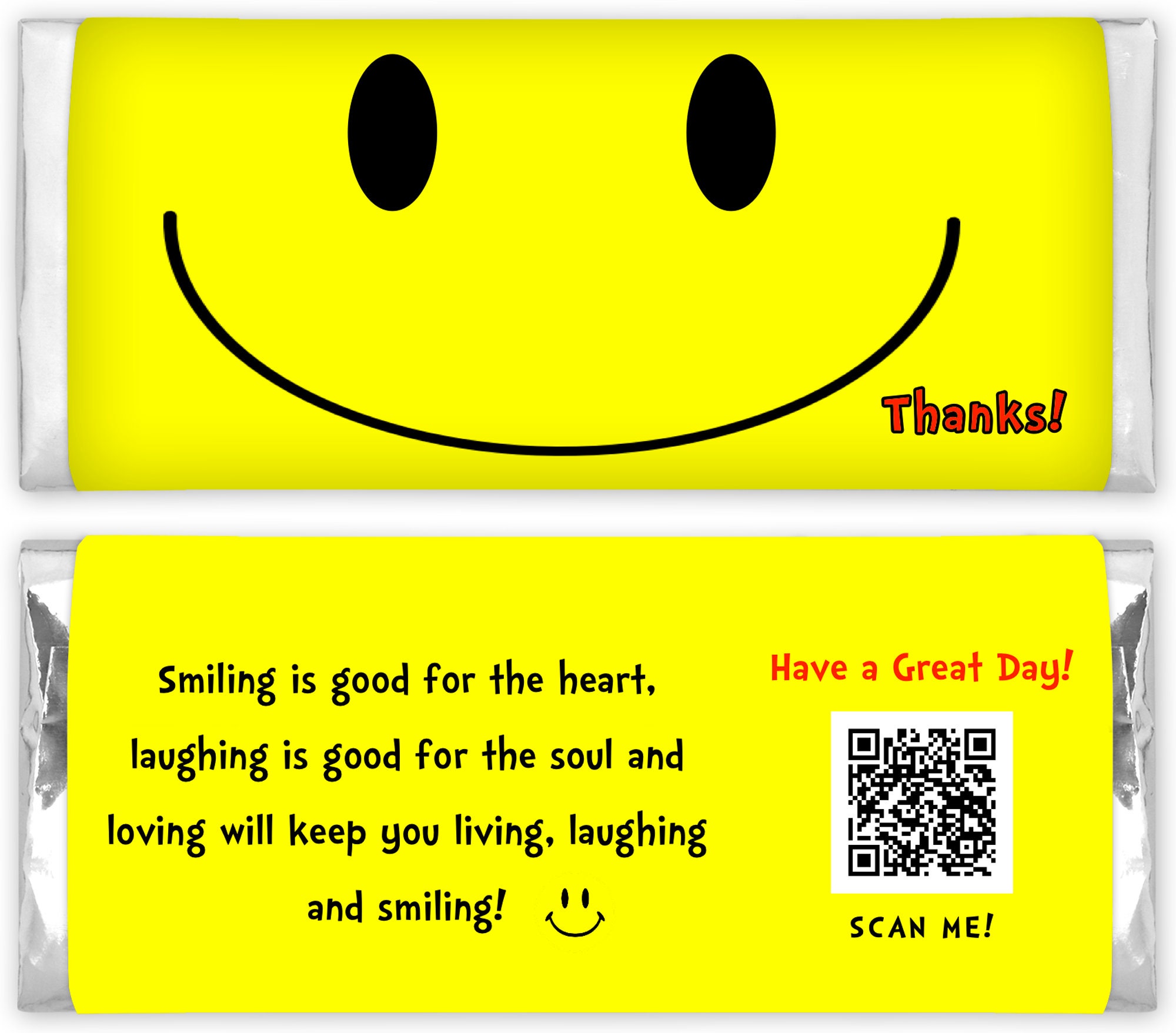 Thank You Candy Bar Wrapper With QR Code Song Smile Candy - Etsy