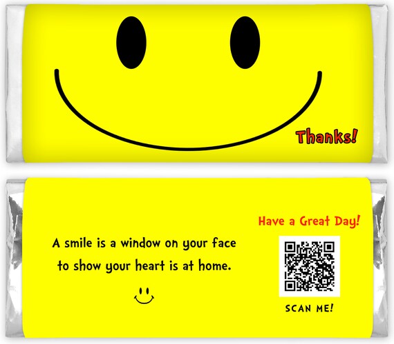 Thank You Candy Bar Wrapper With QR Code Song Smile Candy - Etsy Finland