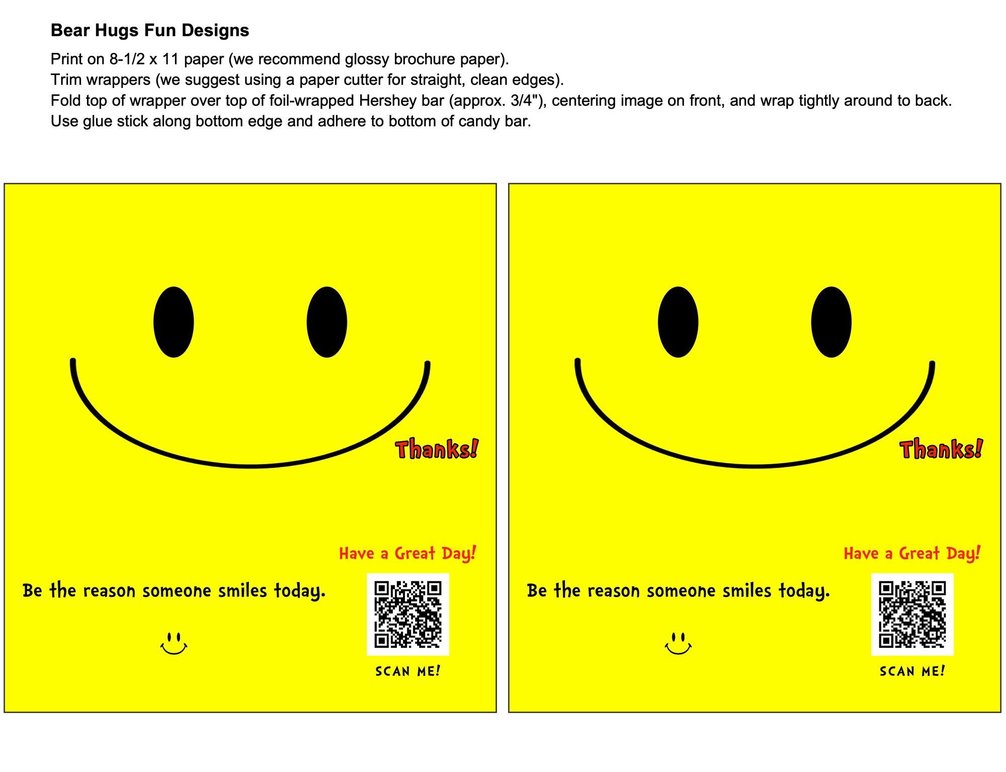 Thank You Candy Bar Wrapper With QR Code Song, Smile Candy Wrapper ...