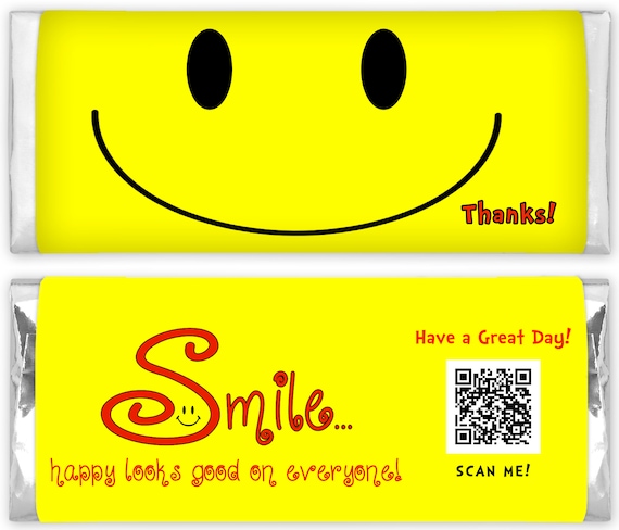 Thank You Candy Bar Wrapper With QR Code Song Smile Candy | Etsy