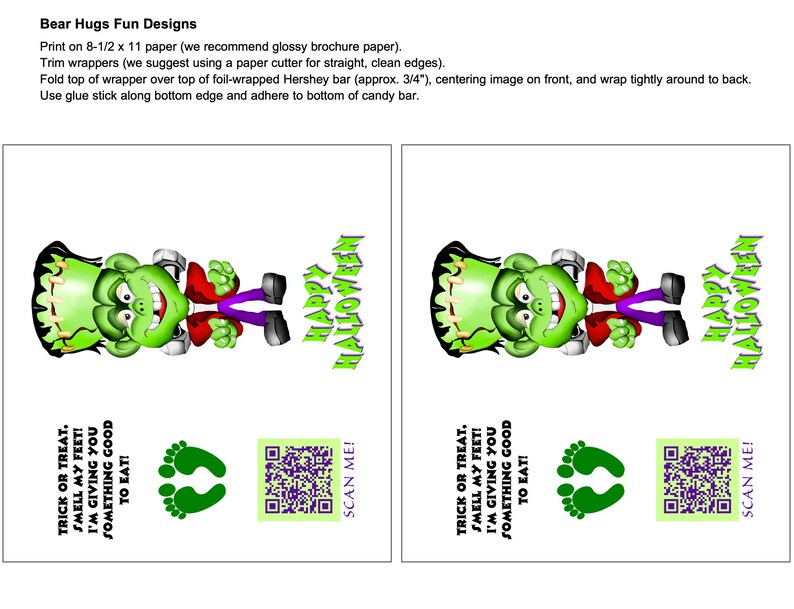 Halloween Candy Bar Wrapper With Song QR Code, Halloween Candy Wrapper ...
