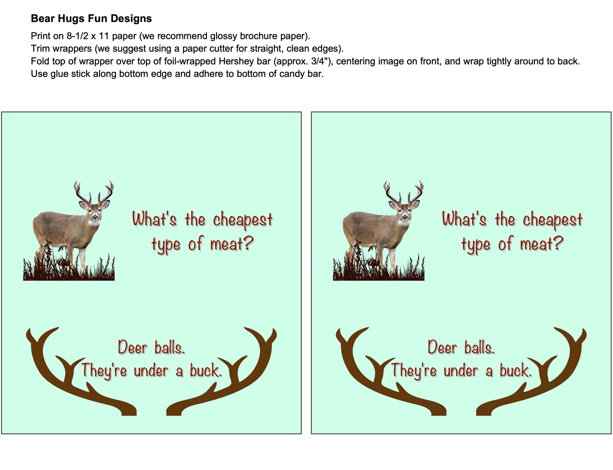Deer Hunting Candy Bar Wrapper, Deer Candy Wrapper, Hunting Gift ...