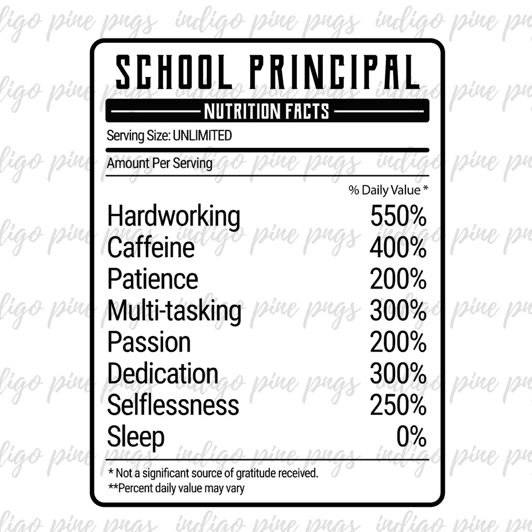 School Principal Nutrition Facts, School Principal PNG, School ...
