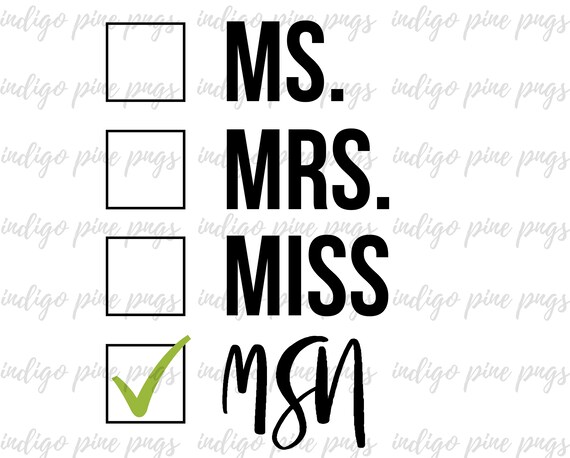 MSN SVG Master of Science in Nursing PNG Msn Sublimation | Etsy