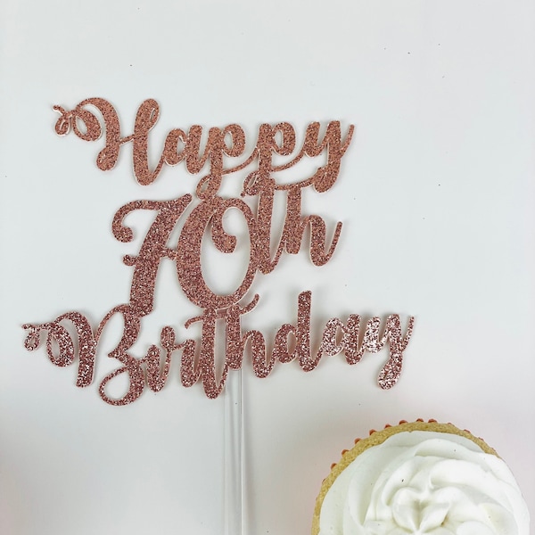 Rose Gold Glitter 70th Birthday Cake Topper - Etsy