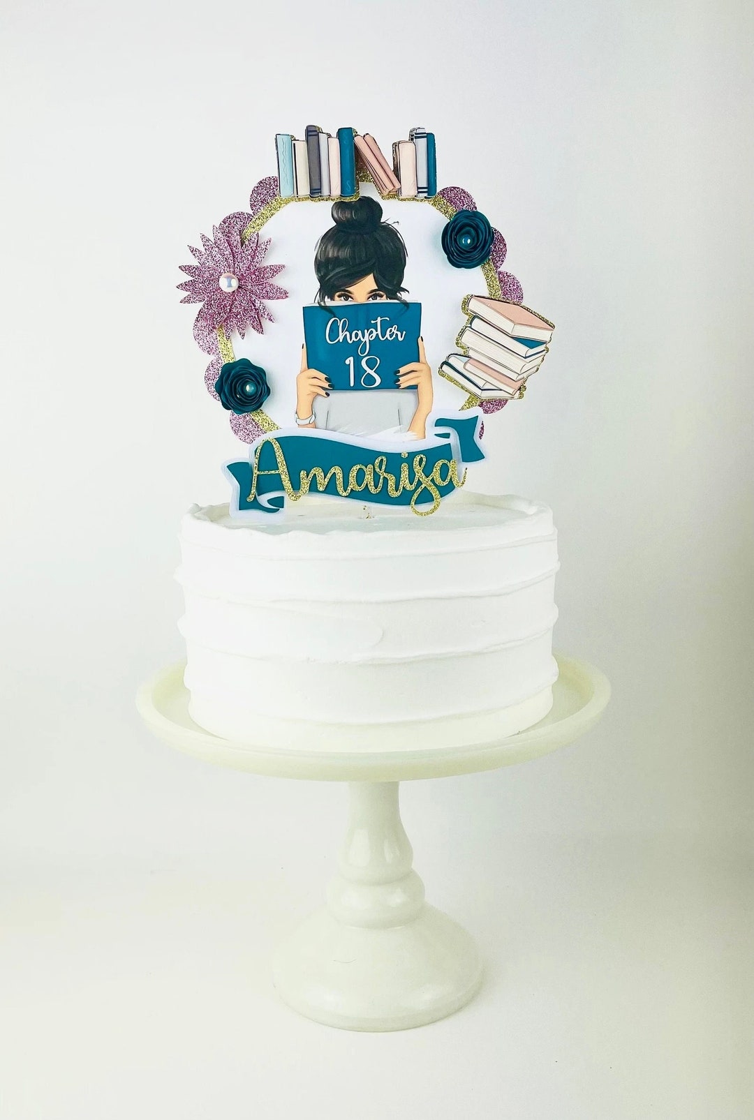 Book Lover Cake Topper Literary Birthday Book Cake Topper 18th Birthday ...