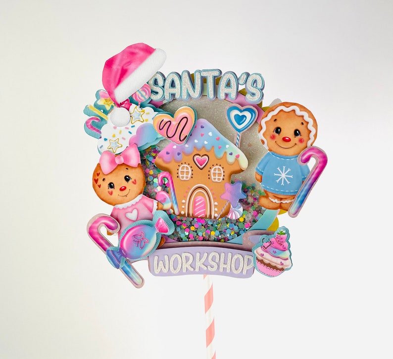 Gingerbread Cake Topper Santas Workshop Cake Topper Pastel - Etsy