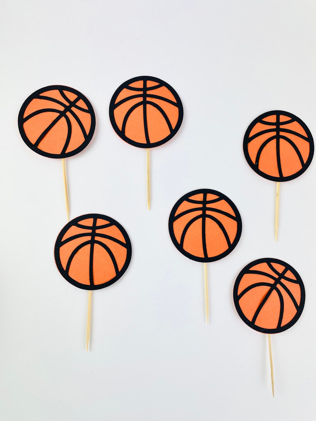 BASKETBALL CUPCAKE TOPPERS Sports Party Decor Basketball Theme Cupcake ...