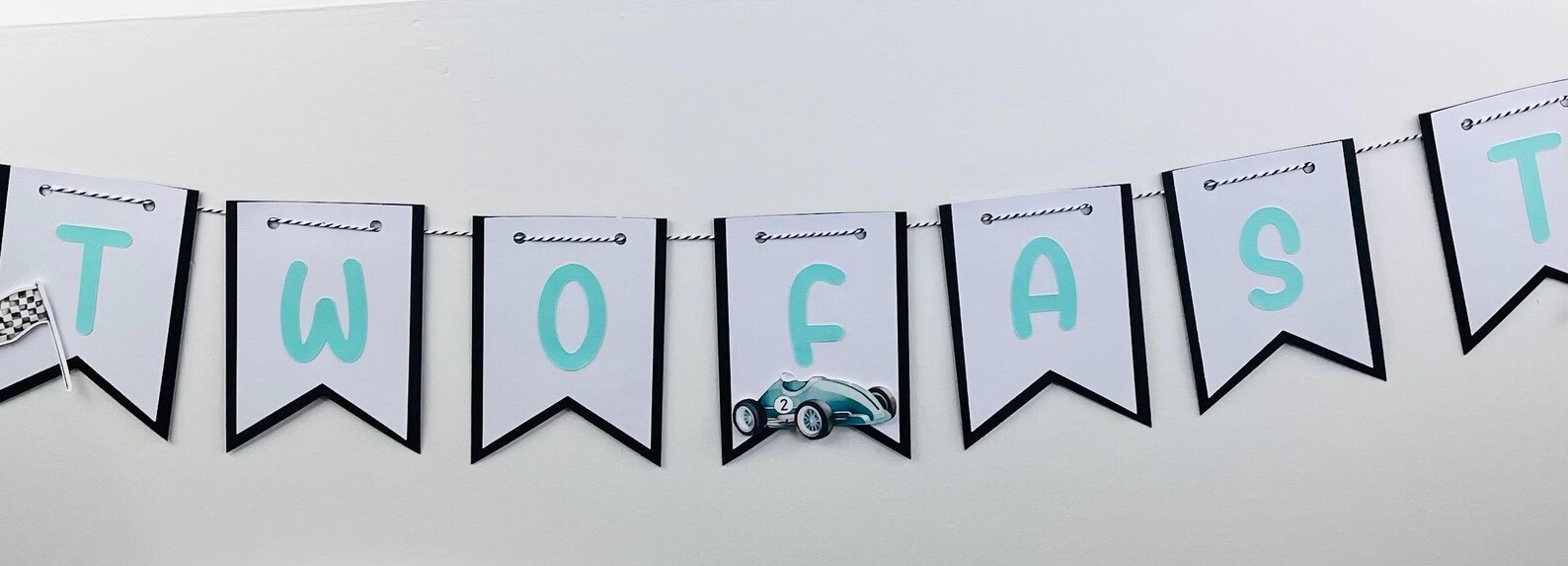 Two Fast Birthday Banner Race Car Party Decor Second Birthday Banner ...