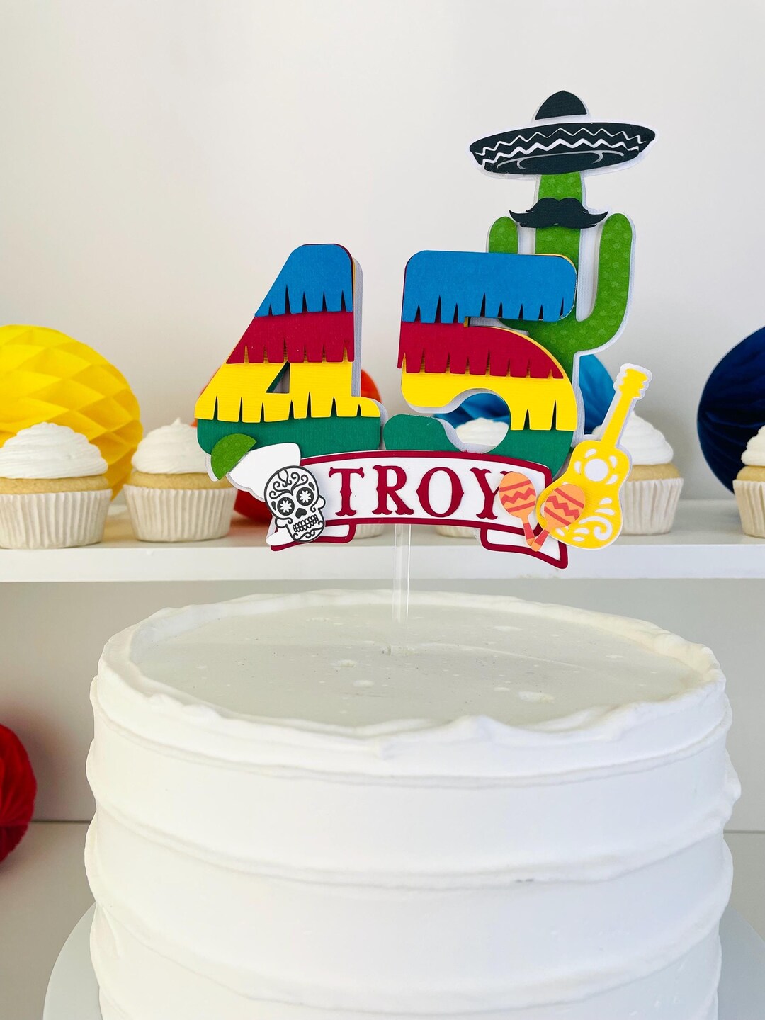 Fiesta Cake Topper Taco Party Decor Fiesta Birthday Decor Cactus Cake ...