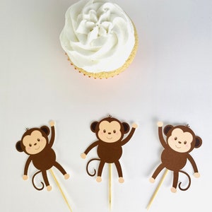 Monkey Cupcake Toppers Jungle Birthday Party Monkey Birthday ...
