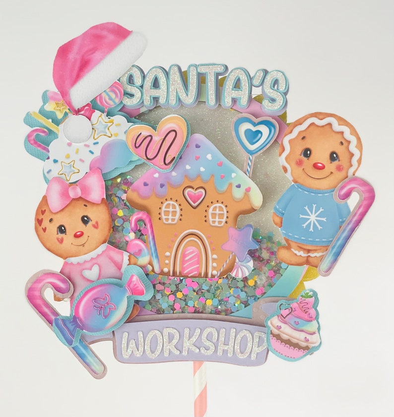 Gingerbread Cake Topper Santas Workshop Cake Topper Pastel - Etsy