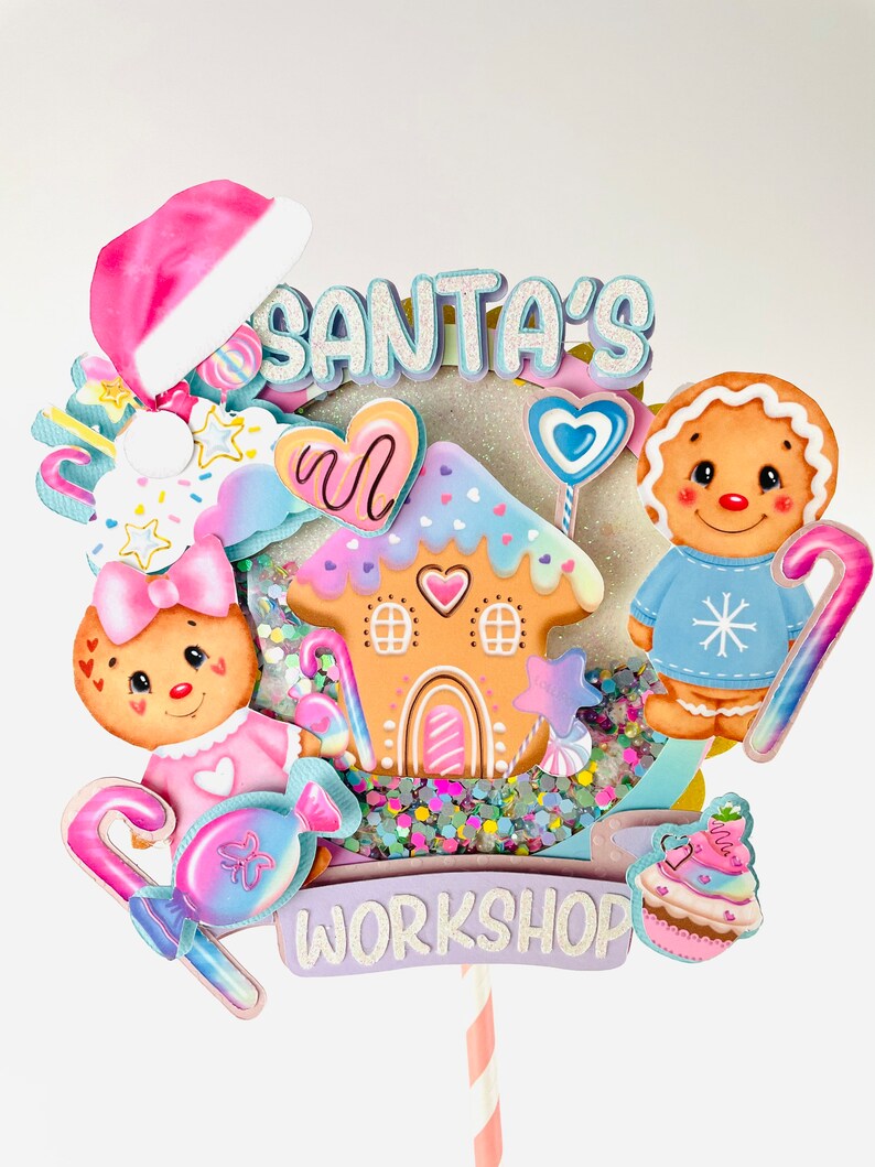 Gingerbread Cake Topper Santas Workshop Cake Topper Pastel - Etsy