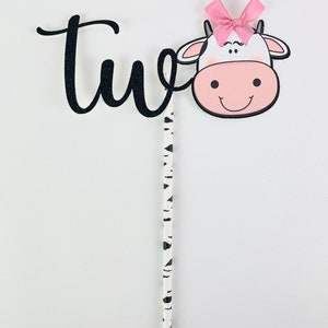 COW CAKE TOPPER Moo Moo Im Two Two Cow Cake Topper Pink Cow Party Farm ...