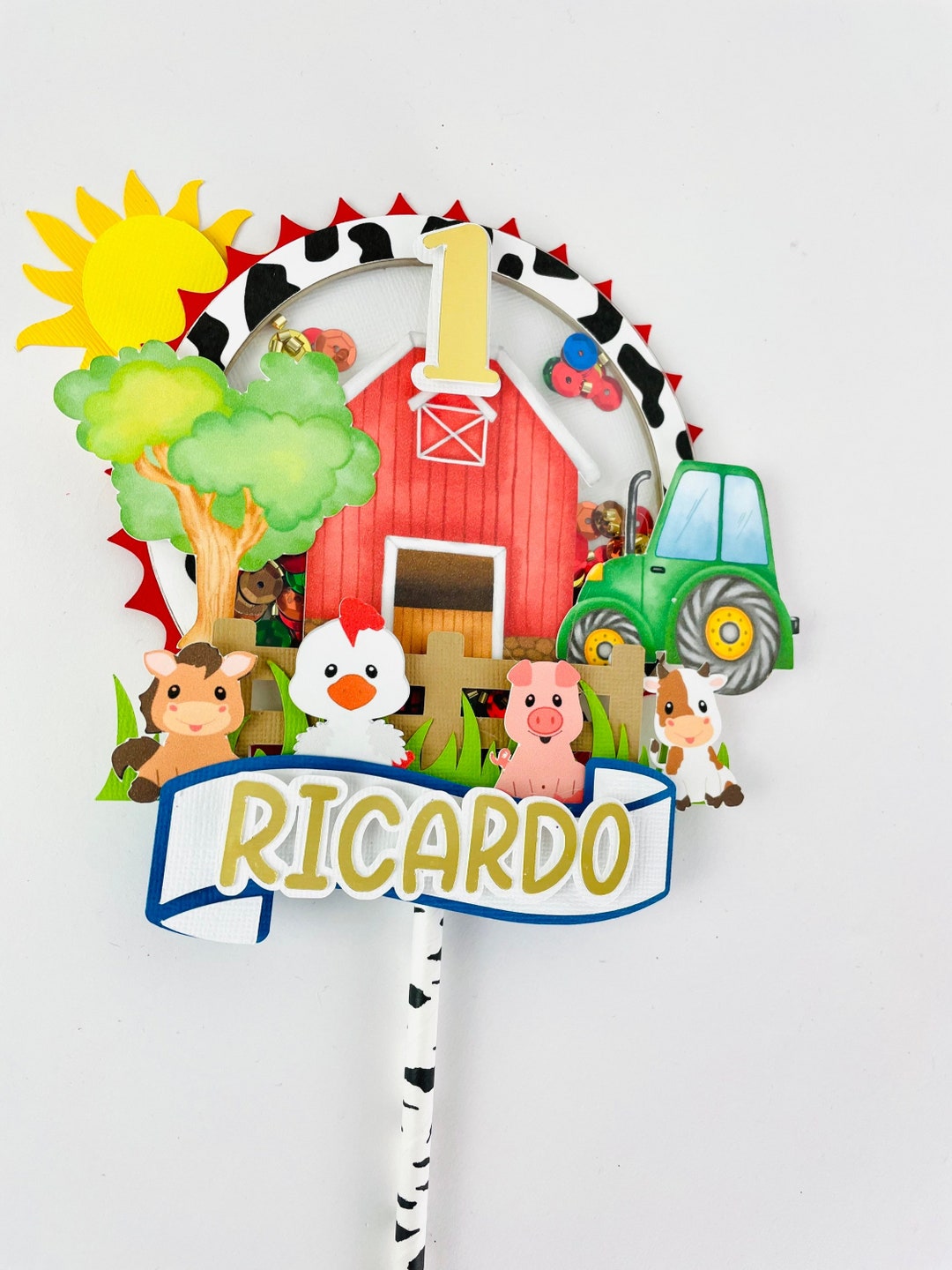 FARM CAKE TOPPER Barnyard Cake Topper 1st Birthday Cake Topper Shaker ...