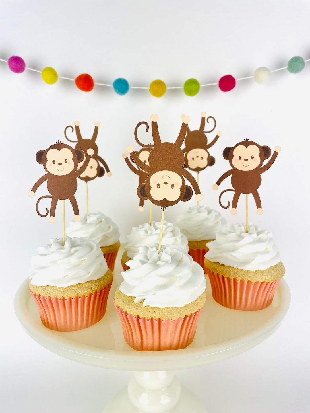 Monkey Cupcake Toppers Jungle Birthday Party Monkey Birthday ...