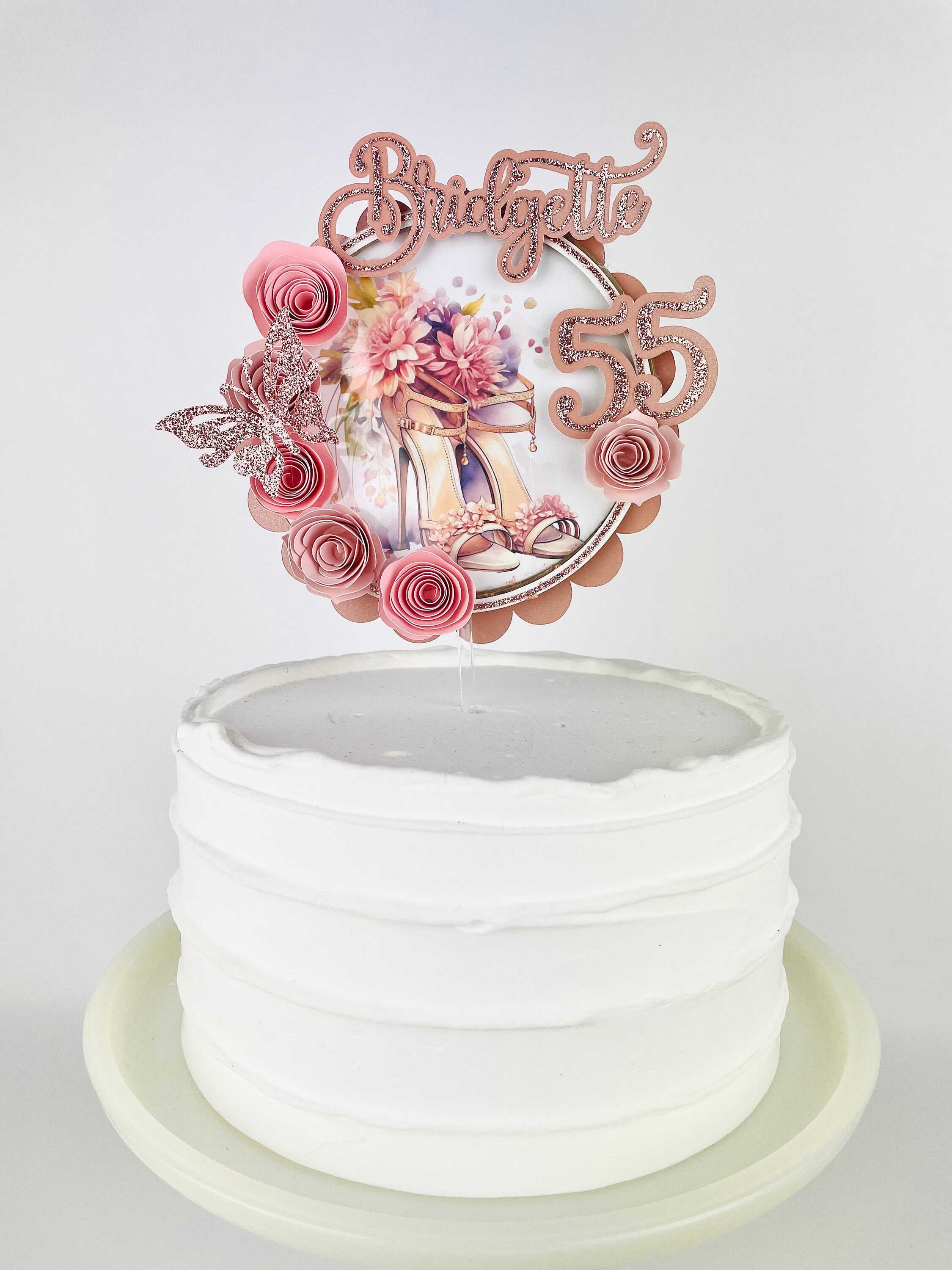 Shoe Cake Topper Stepping Into My Birthday High Heel Cake Topper Rose ...