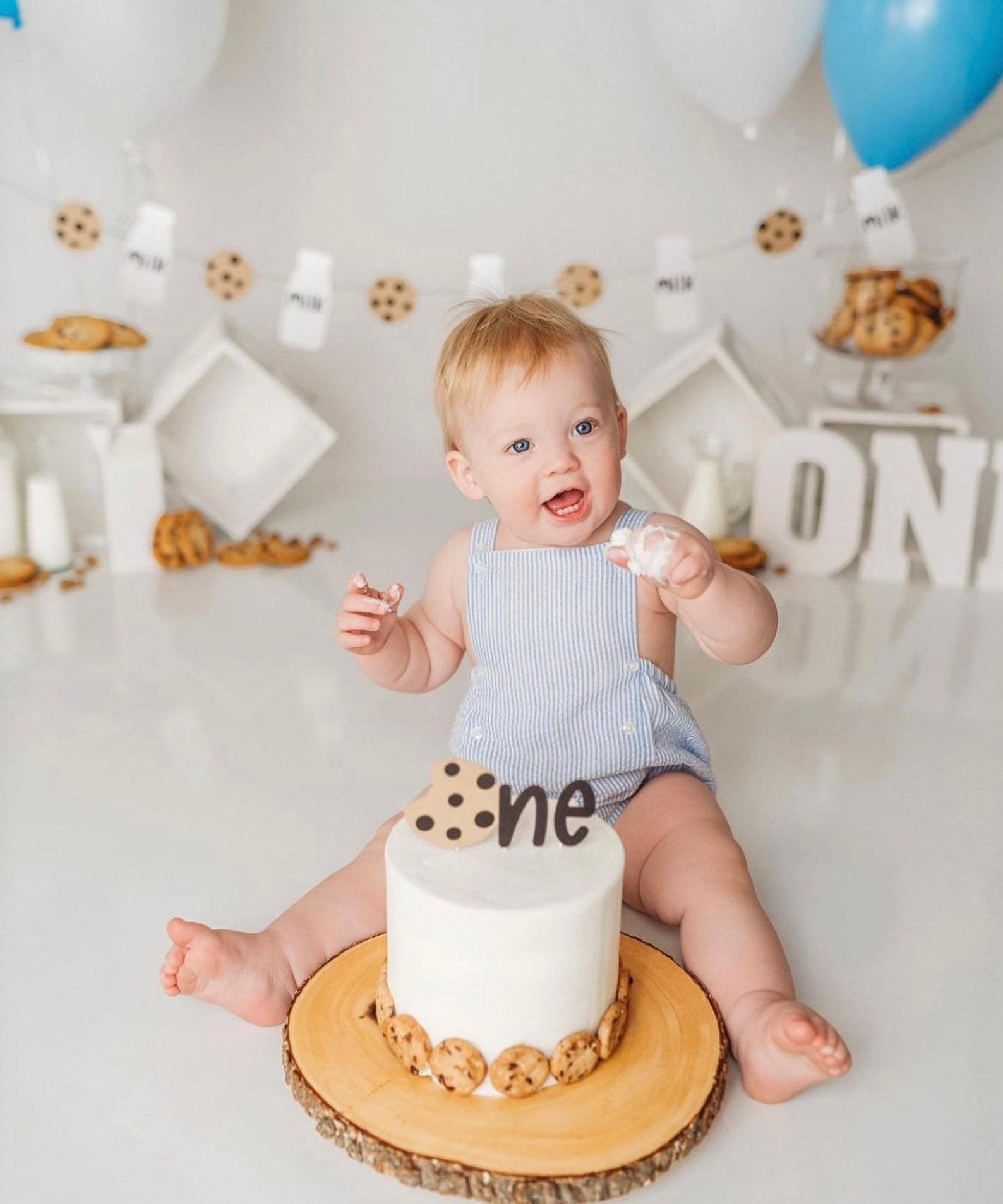 ONE Cookie Cake Topper Milk and Cookies Banner Cookie and - Etsy