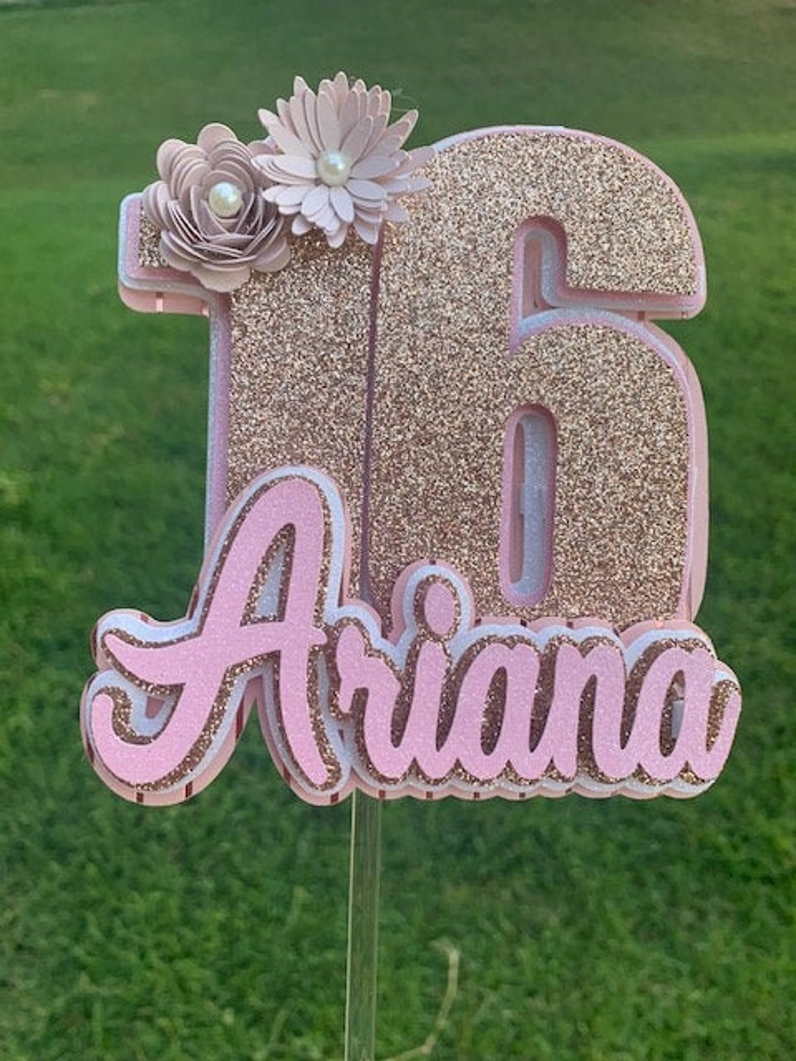 Sweet 16 Birthday Cake Topper 3D Cake Topper Glitter Cake | Etsy