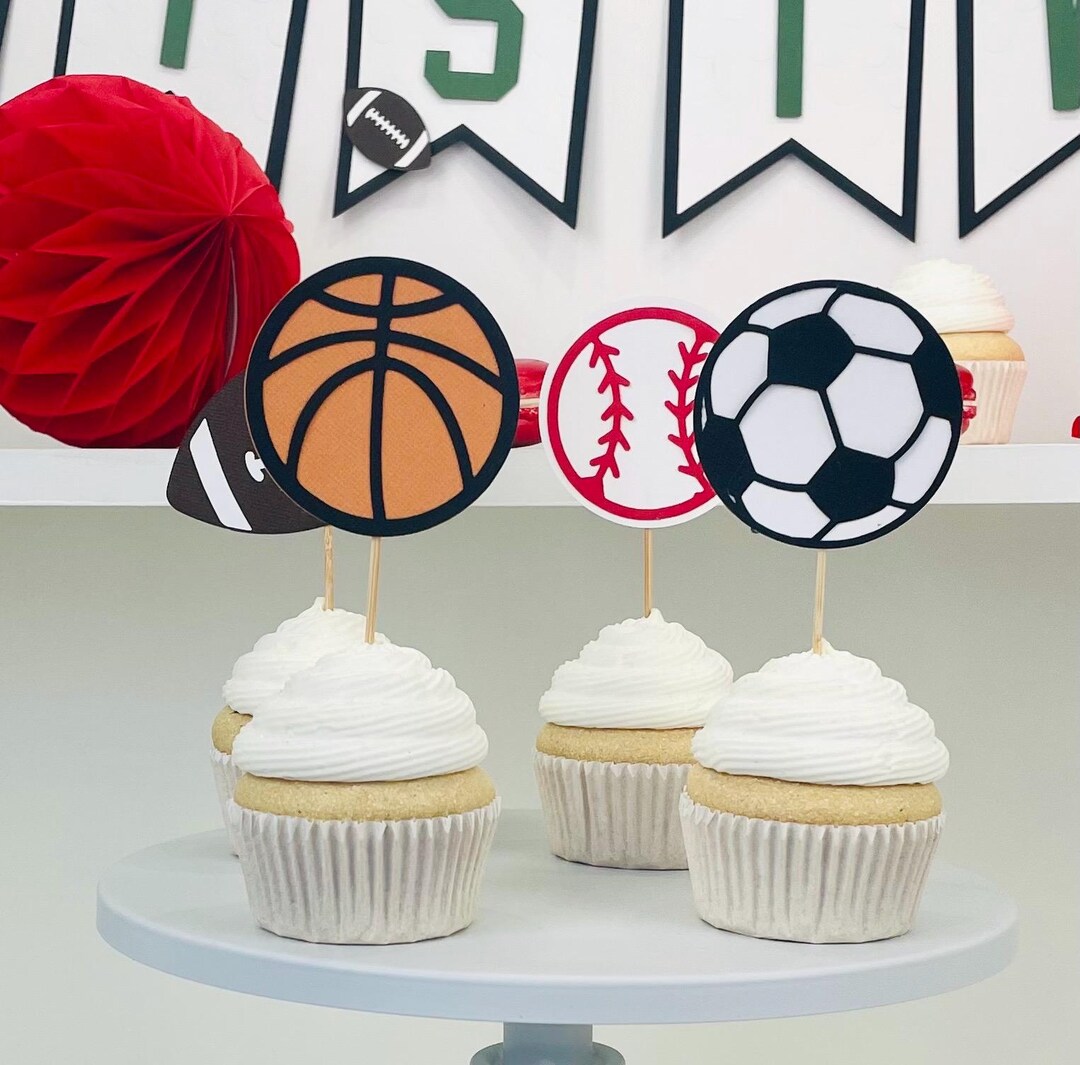Sports Cupcake Toppers All Star Birthday Decor 2nd Birthday Boy Party ...