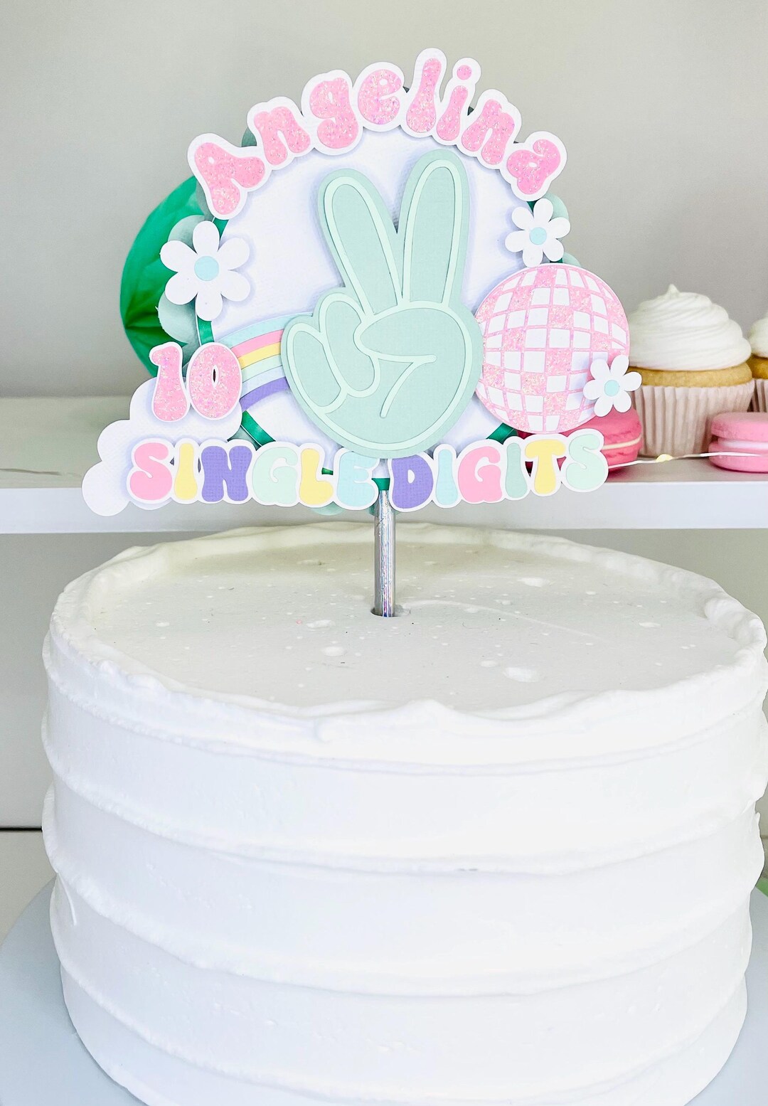 Peace Out Single Digits Cake Topper Groovy 10th Birthday Party ...