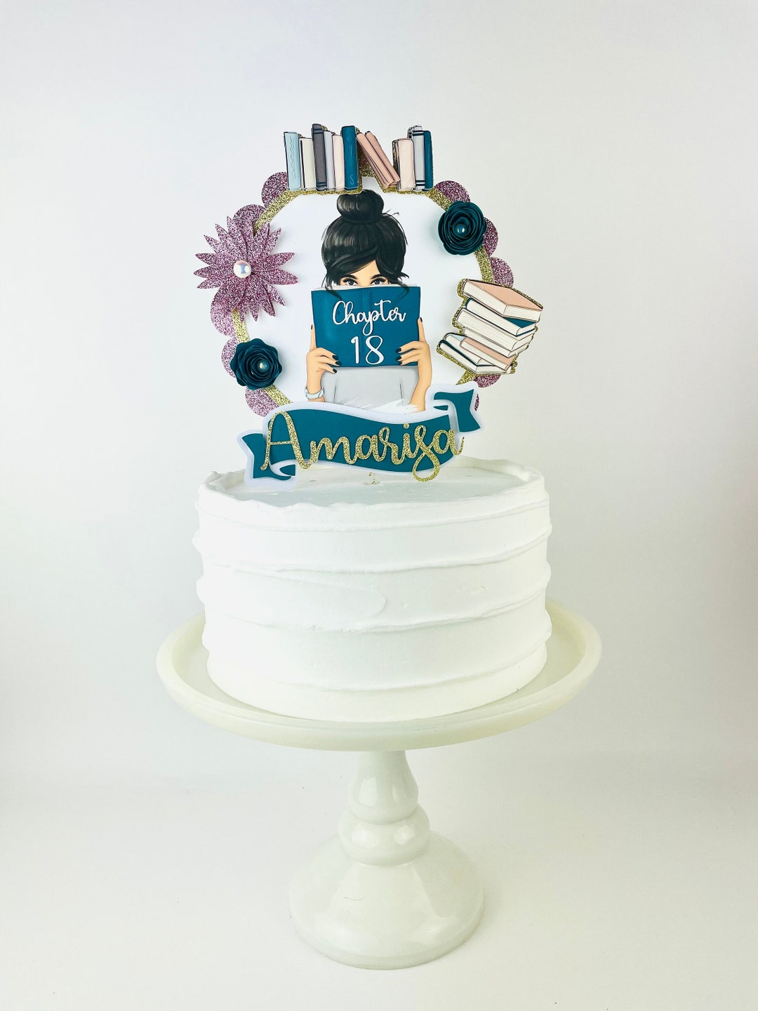 Book Lover Cake Topper, Literary Birthday, Book Cake Topper, 18th ...
