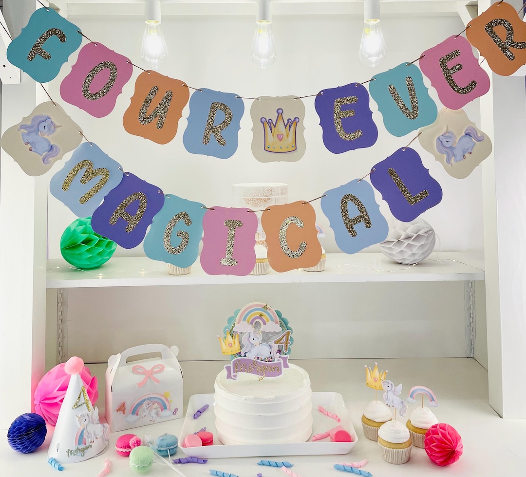 Fourever Magical Birthday Bundle Unicorn Birthday Party Decor Unicorn ...