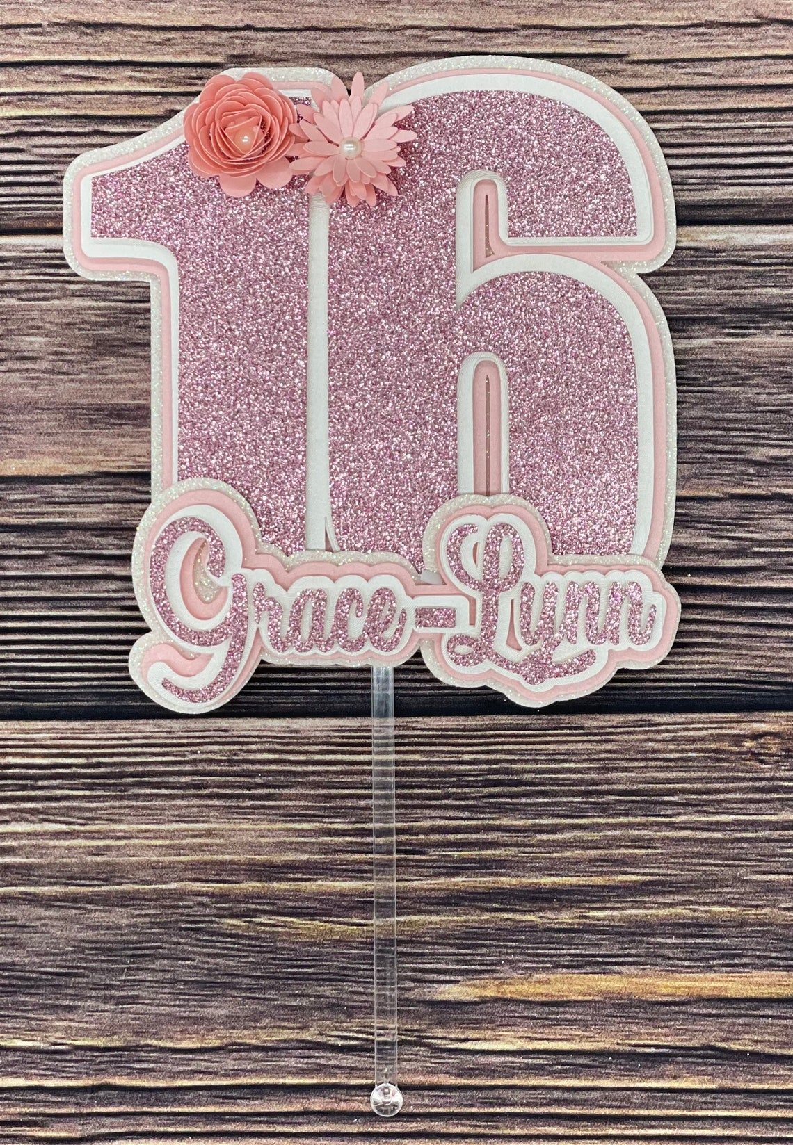Sweet 16 Birthday Cake Topper 3D Cake Topper Glitter Cake | Etsy