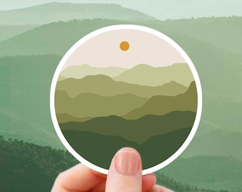 Mountain Range Sticker Water Color Sticker Sun and Mountain - Etsy