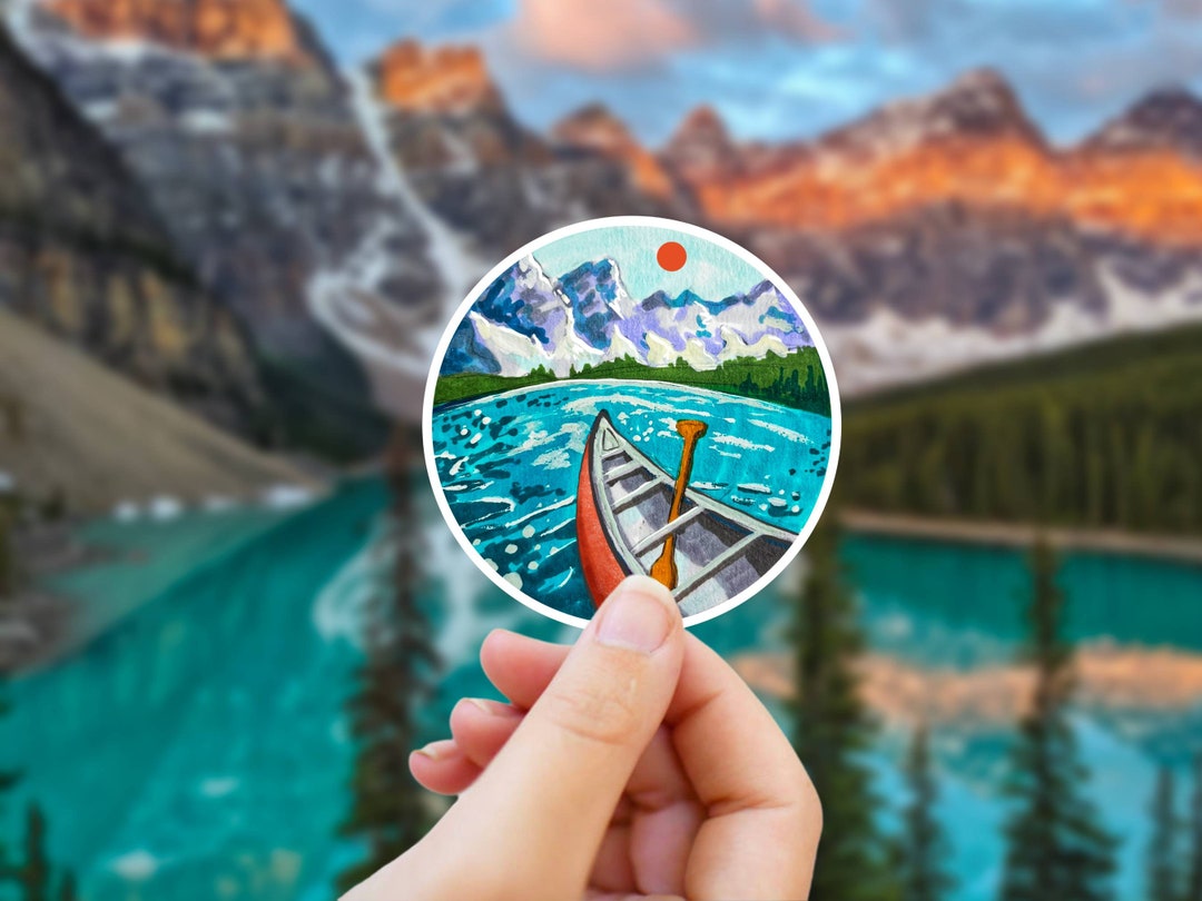 Canoe Vinyl Sticker, Banff National Park, Paddling Sticker, Camping ...