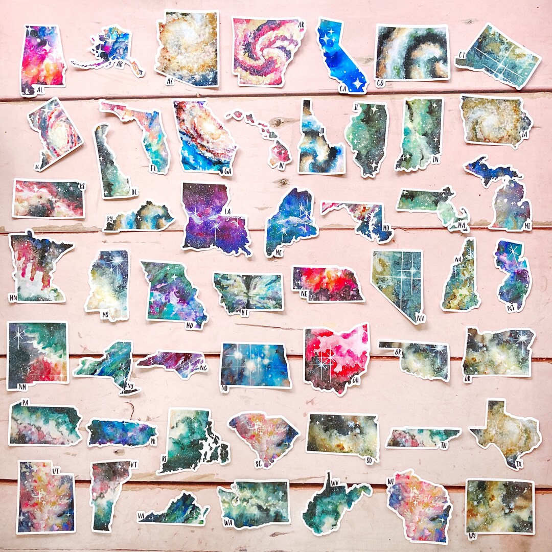 Buy 50 States Sticker Pack, United States Map Stickers, US Travel ...