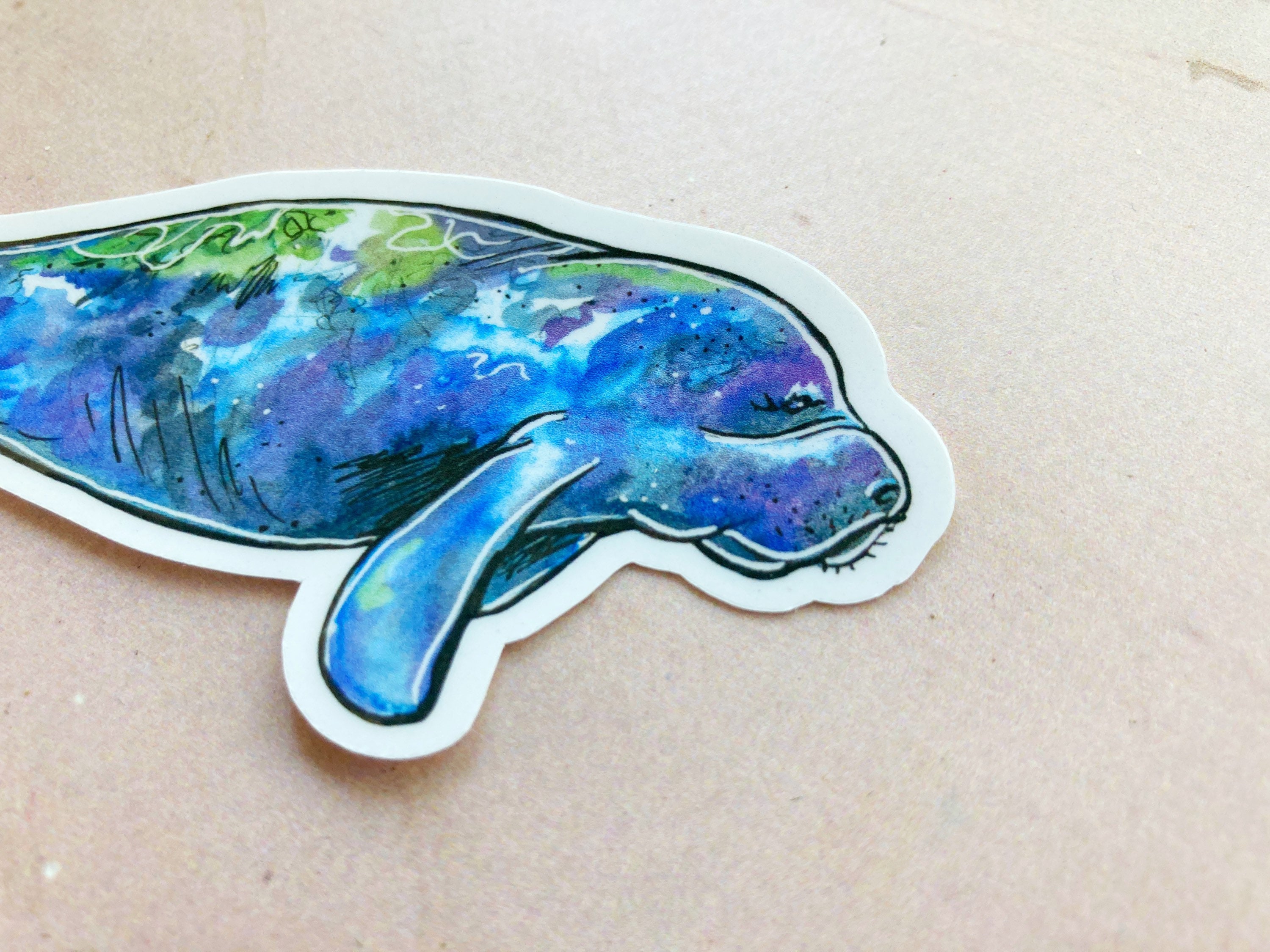 Manatee Sticker Mermaid Vinyl Sticker for Water Bottle Save | Etsy