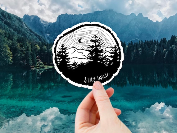 Stay Wild Forest Scene Tree Ring Sticker Mountain Wood Grain - Etsy