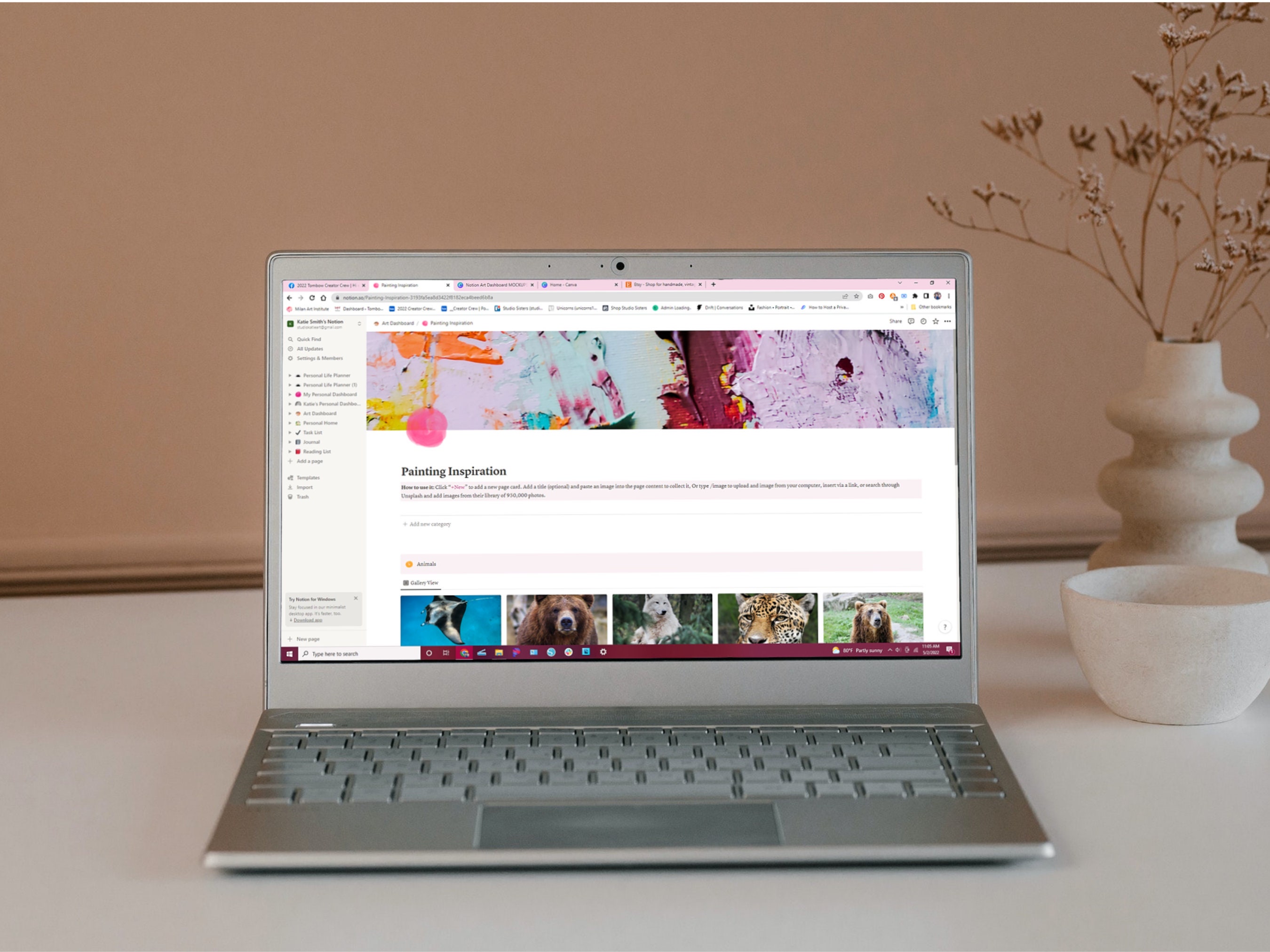 Artist Notion Template Aesthetic Digital Life Planner Art | Etsy