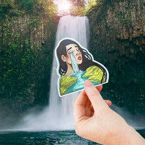 Waterfall Sticker - Tree Vinyl Sticker, Forest Sticker, Iceland Sticker ...