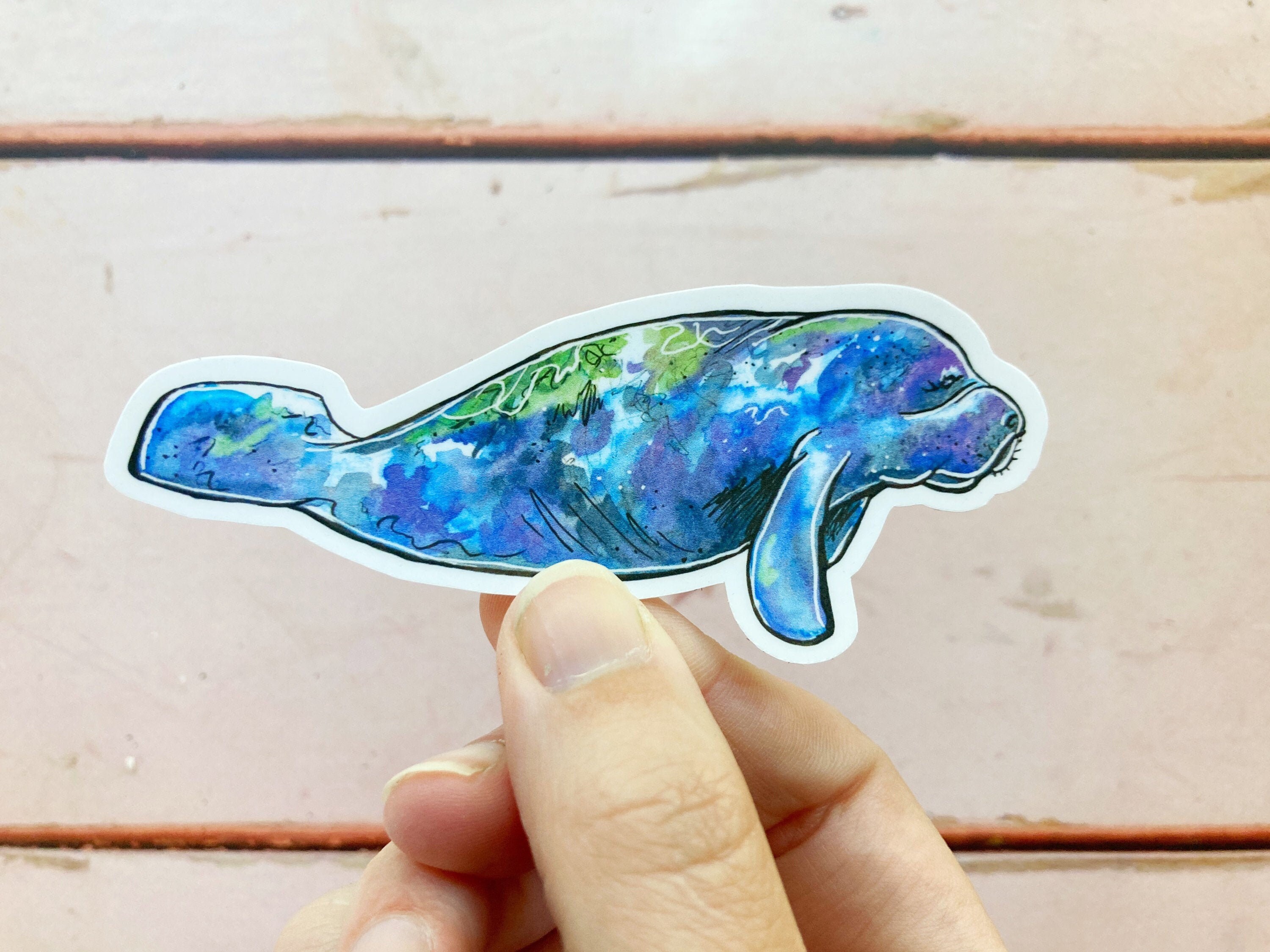 Manatee Sticker Mermaid Vinyl Sticker for Water Bottle Save | Etsy