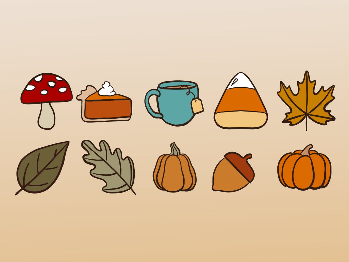Autumn Leaves Fall Notion Icons Aesthetic Digital Stickers - Etsy