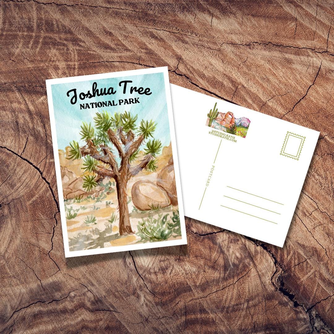Joshua Tree Postcard, National Park Gift, Vintage Travel Poster ...