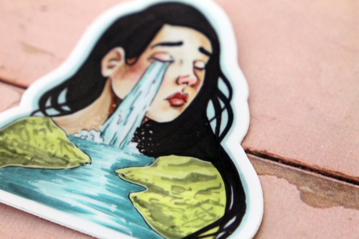 Waterfall Sticker Tree Vinyl Sticker Forest sticker | Etsy